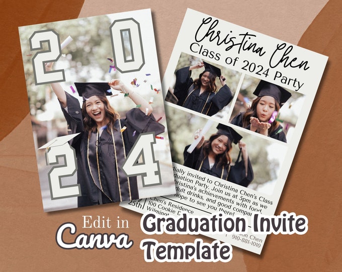 Editable Graduation Ceremony Invitation Canva Template, Grad Party ...
