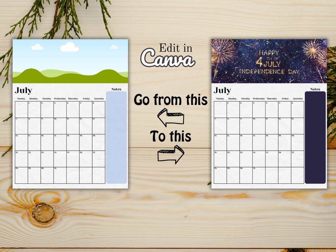 Calendar 2024 Digital Download, 2024 Calendar Template, Digital ...