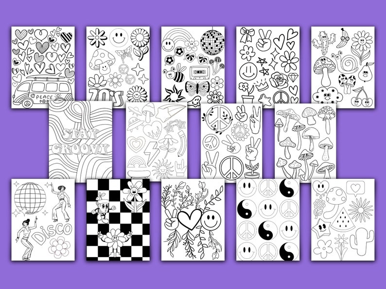 Groovy Coloring Pages, Disco Themed Art, 70s Coloring Sheet, Disco Art ...
