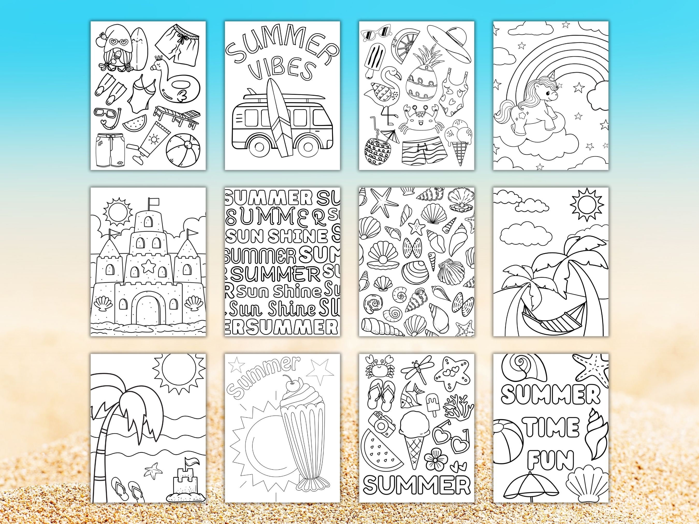 Summer Coloring Pages, Summer Coloring Pages for Kids, Adult Printable ...