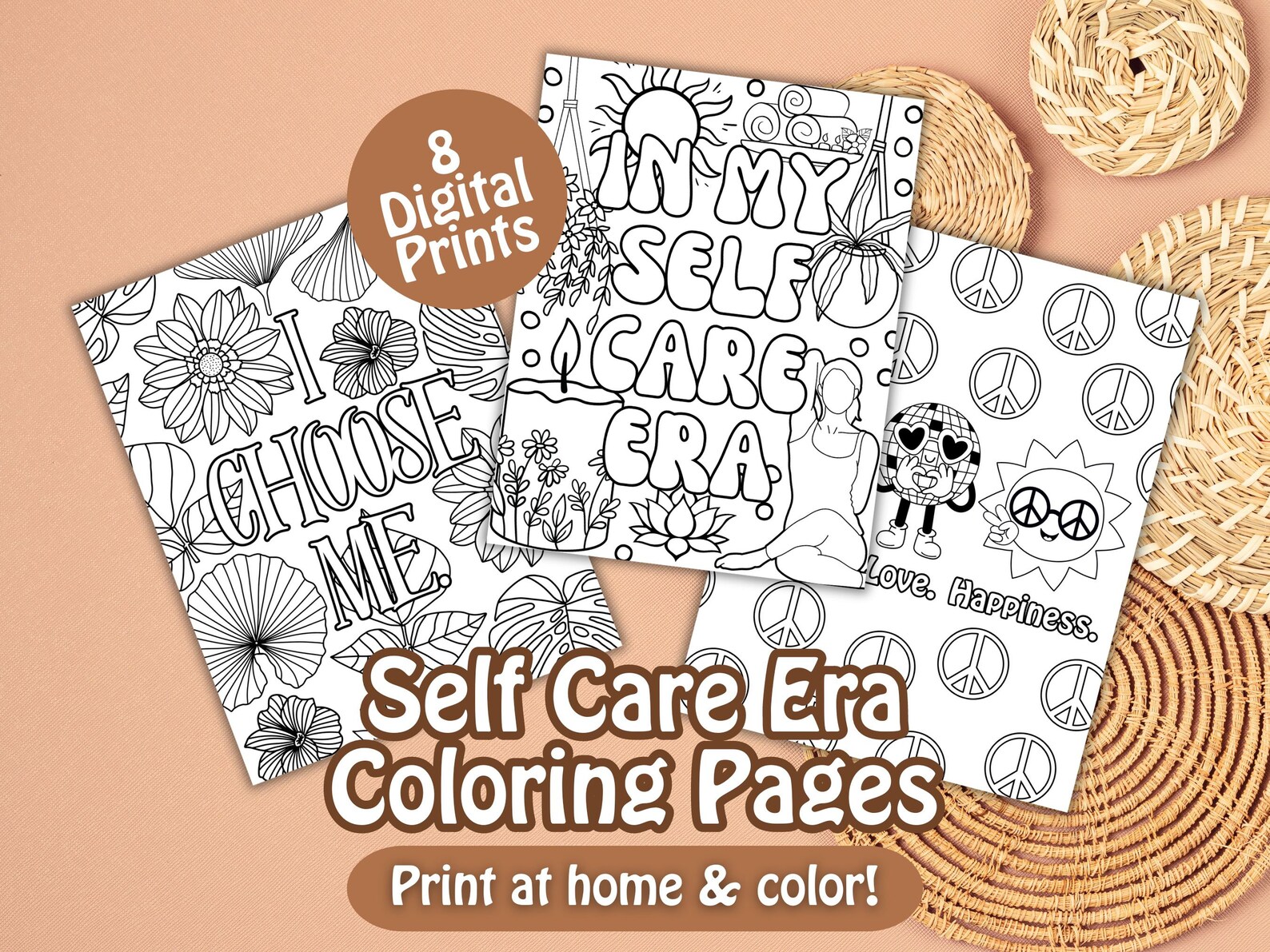 Self Care Coloring Pages, in My Self Care Era, Self Care at Home, Print ...