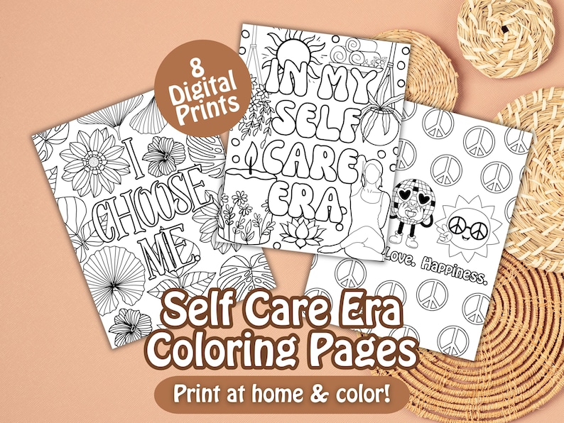 Self Care Coloring Pages, in My Self Care Era, Self Care at Home, Print ...