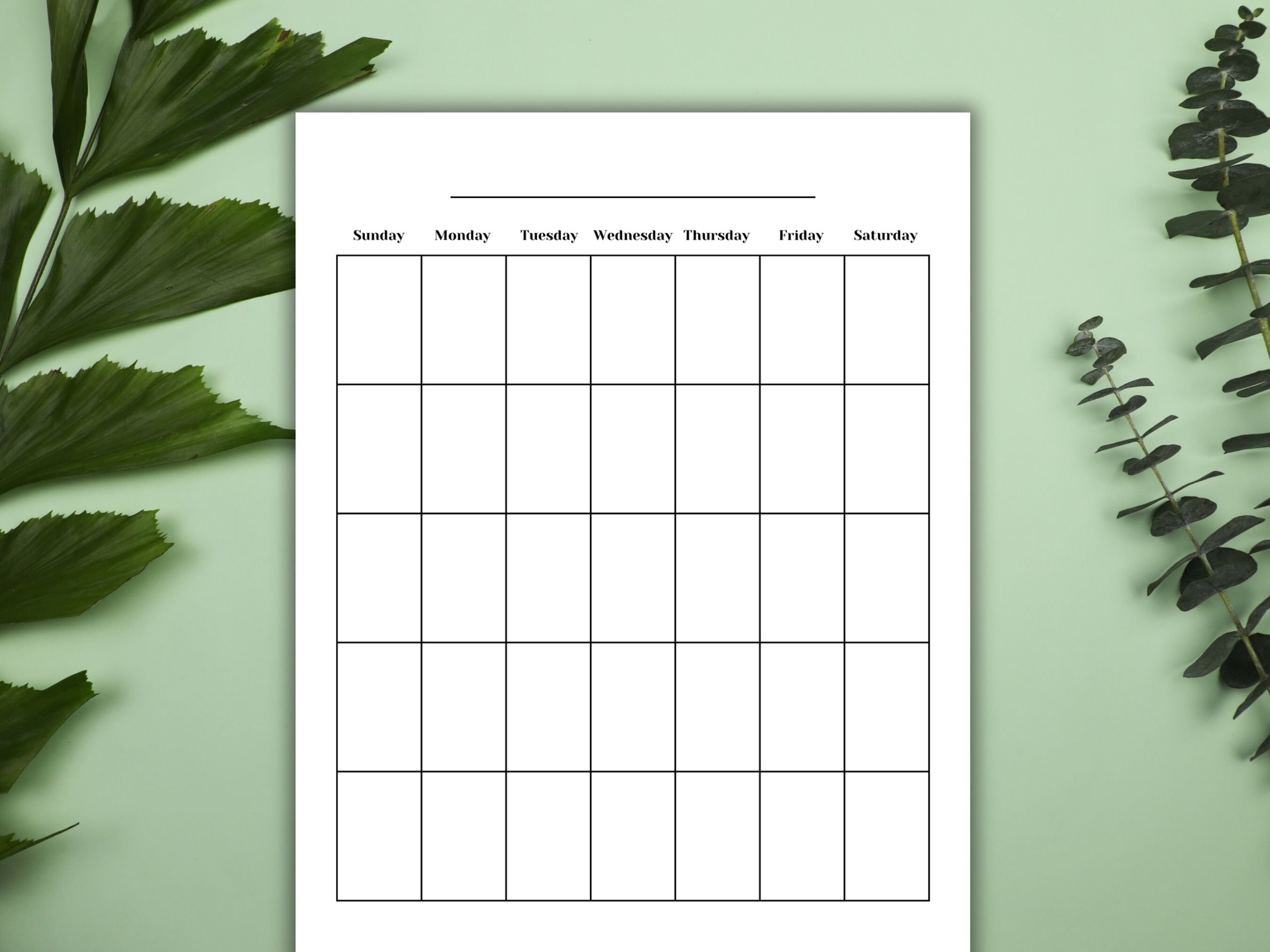 Blank Calendar Printable, Canva Template, Monthly Blank Calendar ...