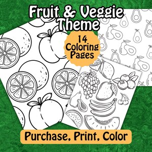 Fruit Coloring Sheets, Fruit Print, Vegetables Print, Coloring Pages ...