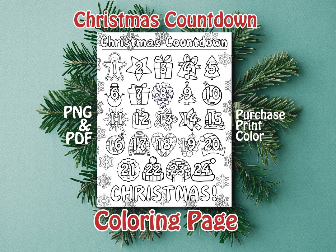 Christmas Countdown Coloring Page, Christmas Countdown, Digital ...