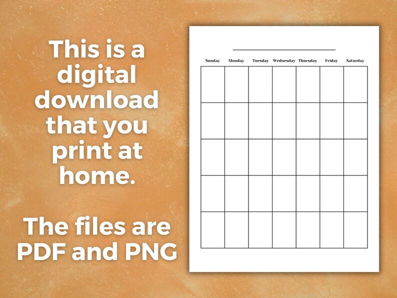 Blank Calendar Printable, Canva Template, Monthly Blank Calendar ...