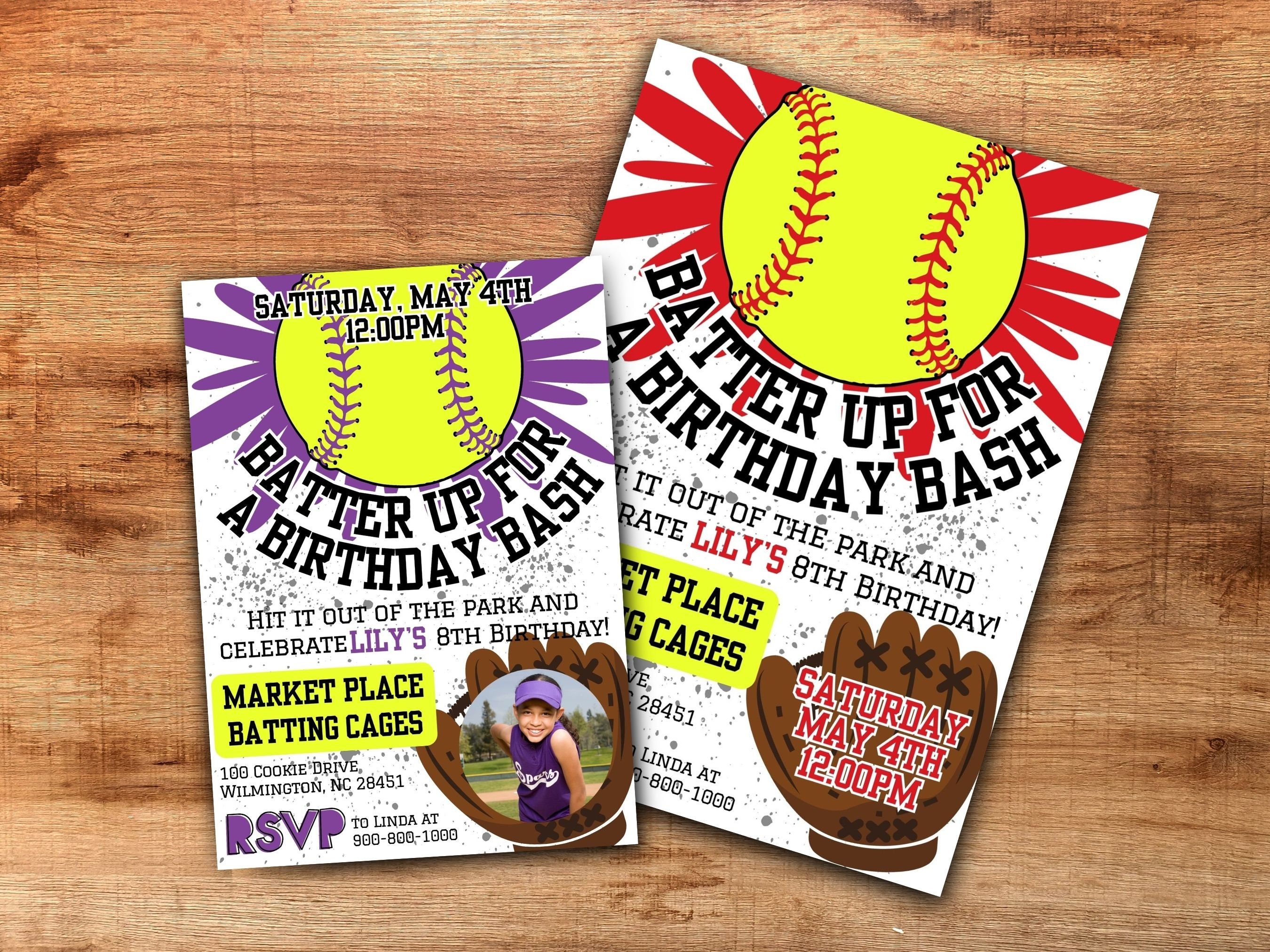 Softball Birthday Invitation, Softball Party, Softball Invite, Birthday ...