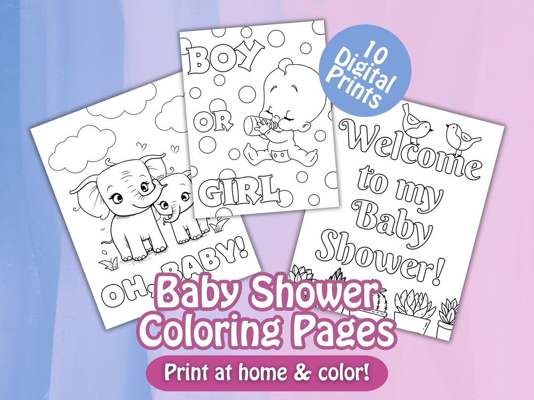Baby Shower Coloring Pages, Baby Shower Coloring Book, Printable ...