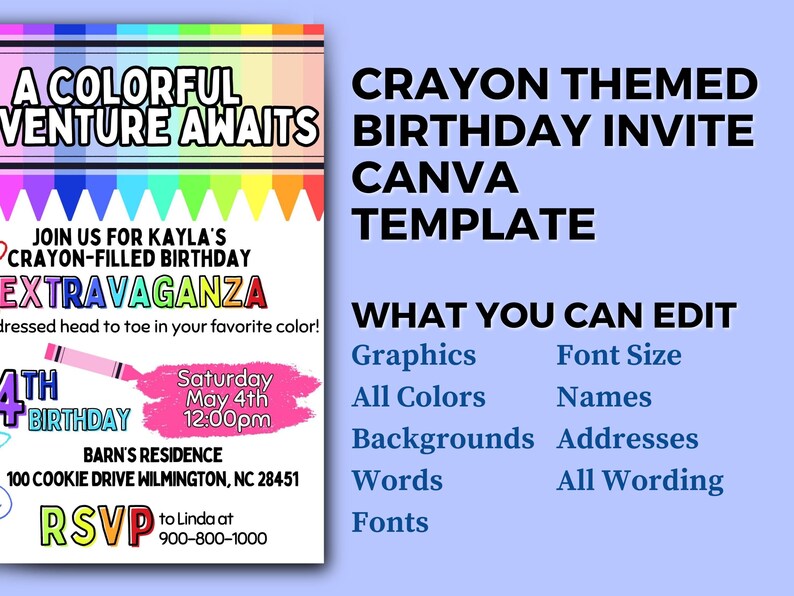 Crayola Birthday Invitation, Printable Invitation, Crayon Birthday ...
