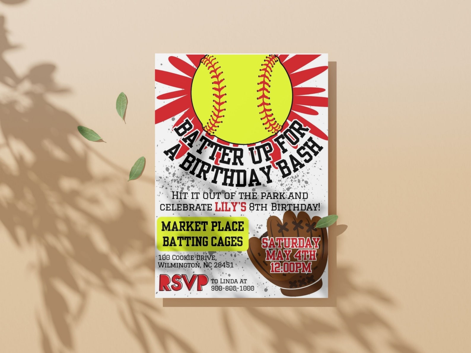 Softball Birthday Invitation, Softball Party, Softball Invite, Birthday ...