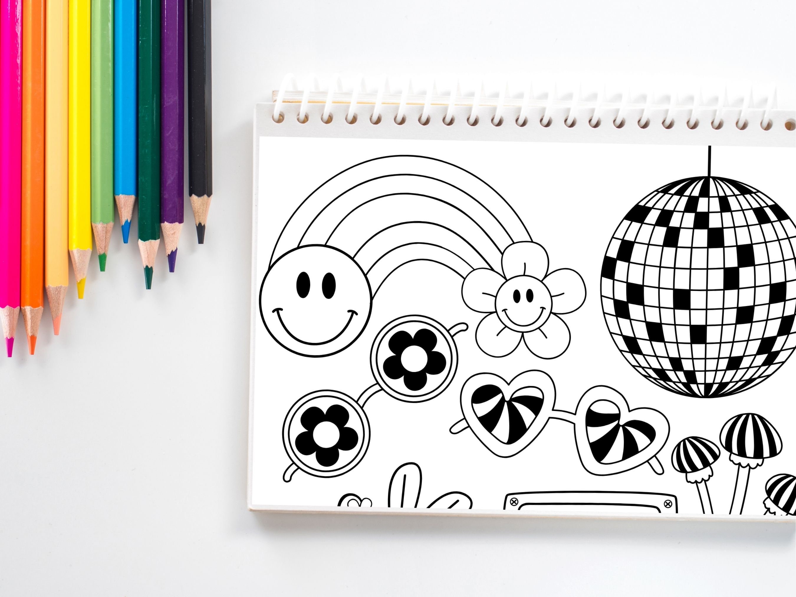 Groovy Coloring Pages, Disco Themed Art, 70s Coloring Sheet, Disco Art ...