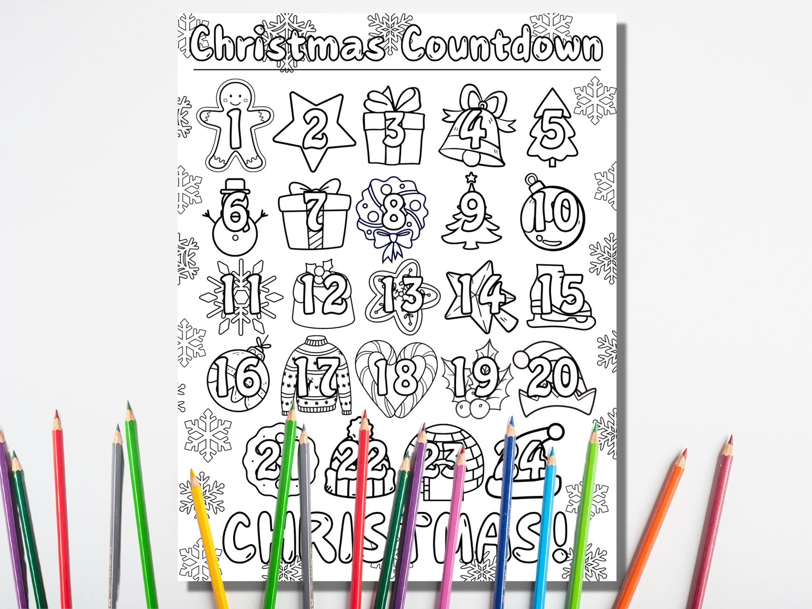 Christmas Countdown Coloring Page, Christmas Countdown, Digital ...