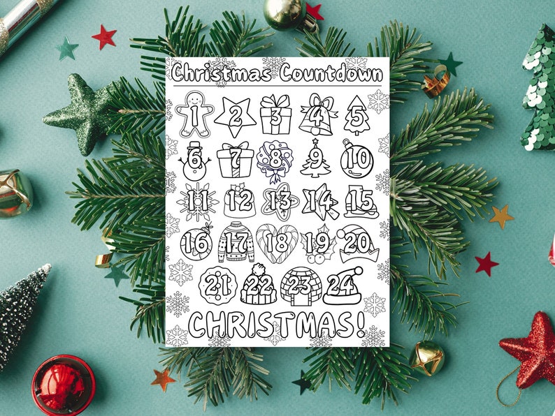 Christmas Countdown Coloring Page, Christmas Countdown, Digital ...