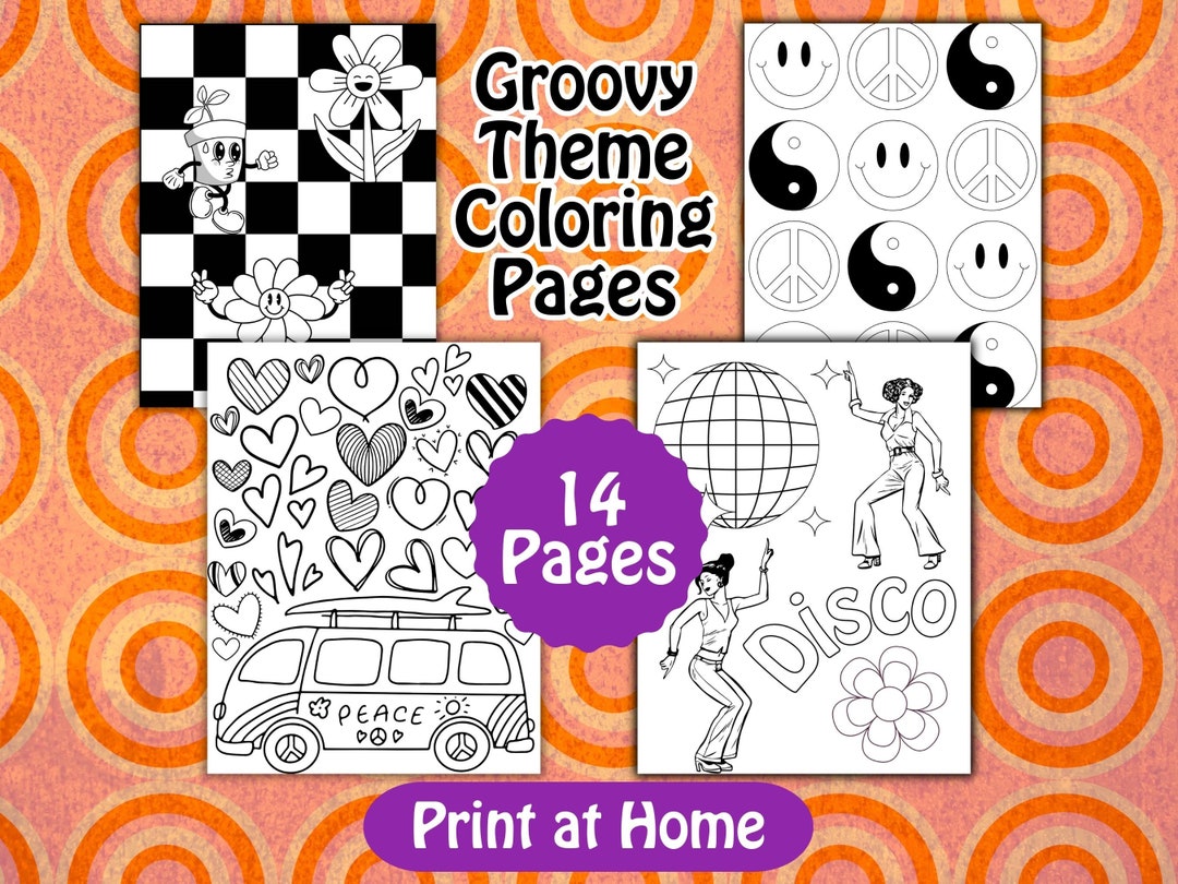 Groovy Coloring Pages, Disco Themed Art, 70s Coloring Sheet, Disco Art ...