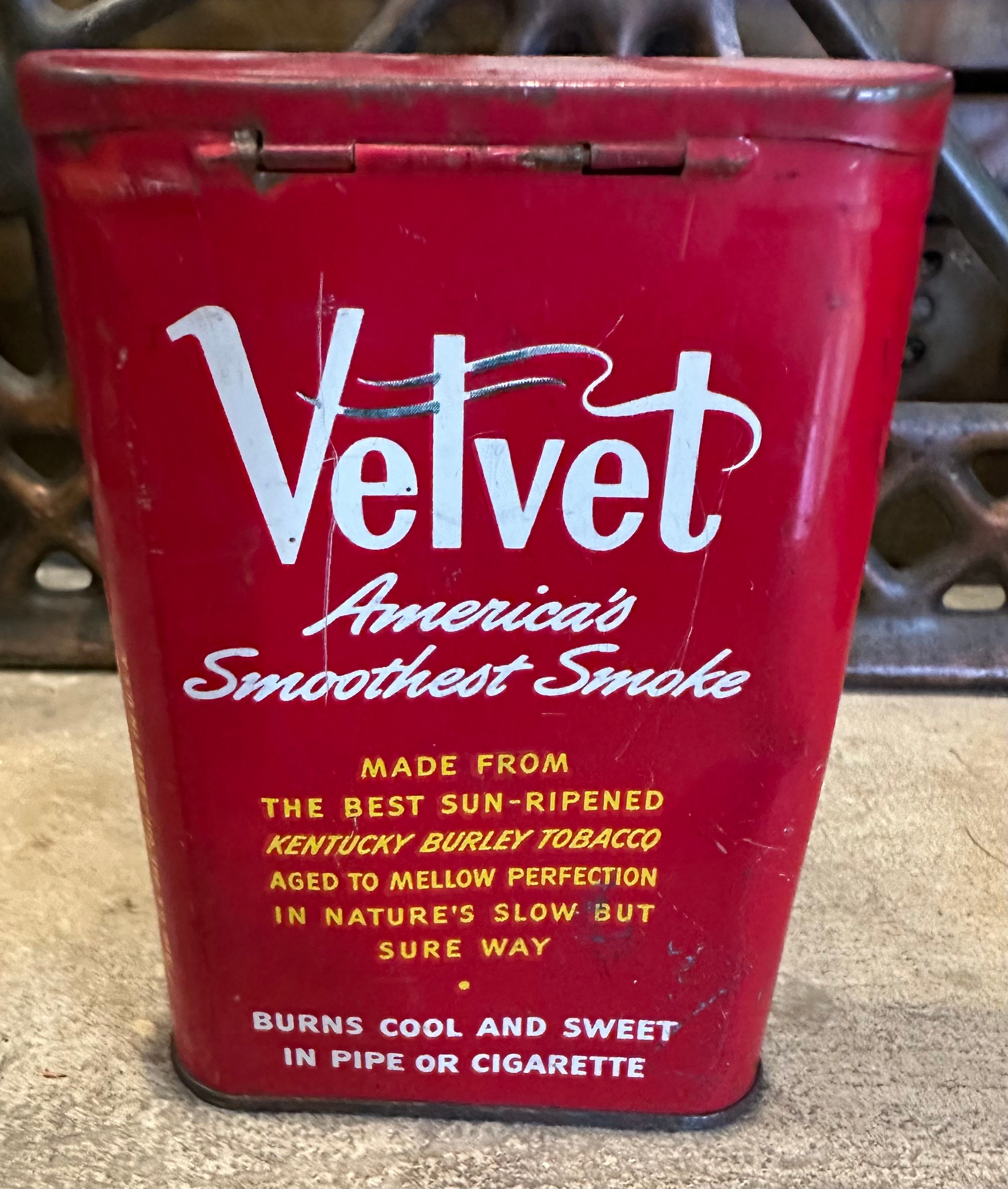 Vintage Velvet Pipe Tobacco Tin - Etsy