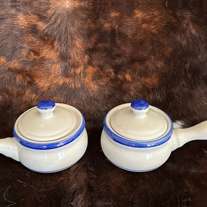 Blue Trim Handled Stoneware Soup Crocs Bowl - Etsy