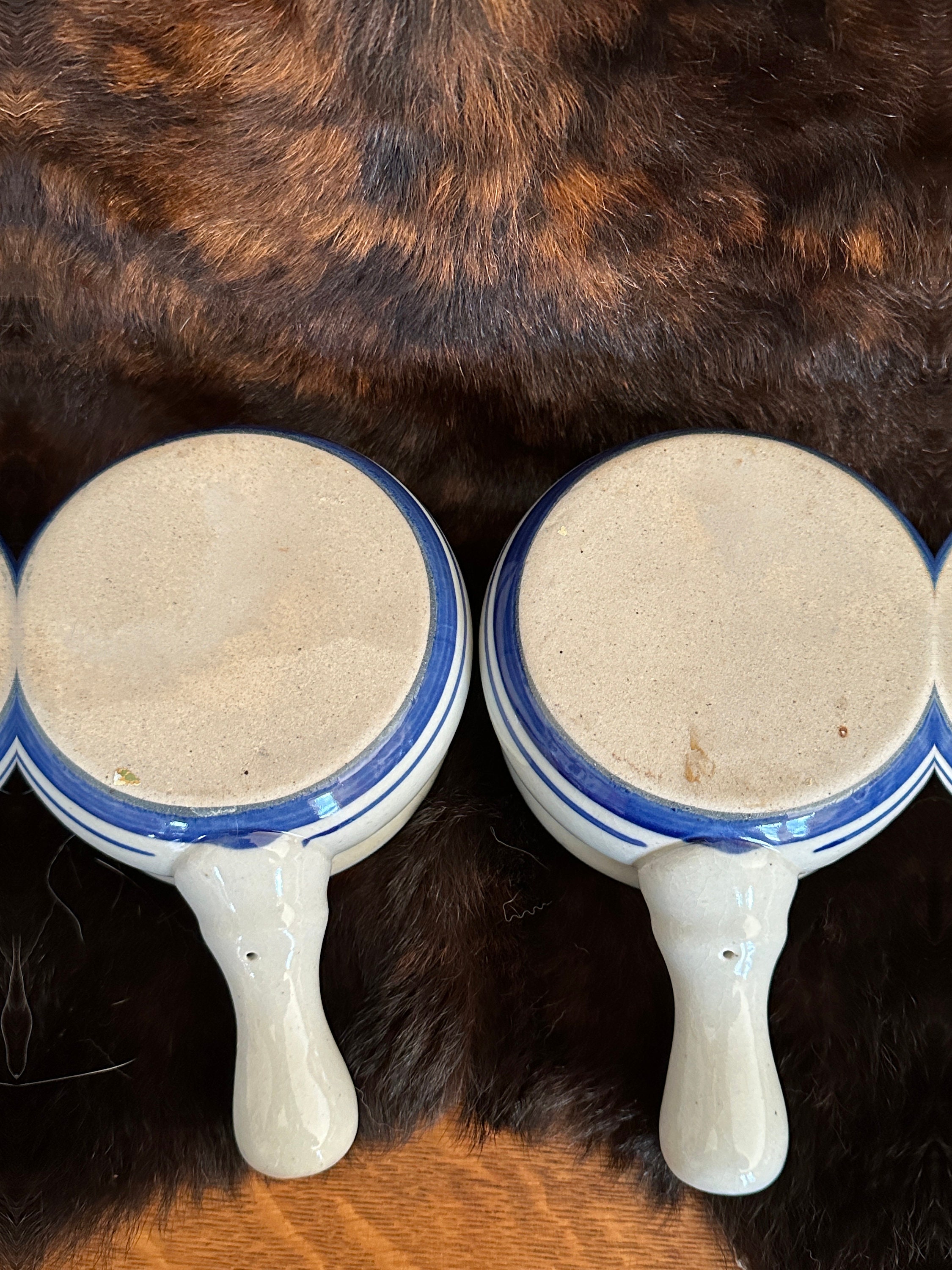 Blue Trim Handled Stoneware Soup Crocs Bowl - Etsy