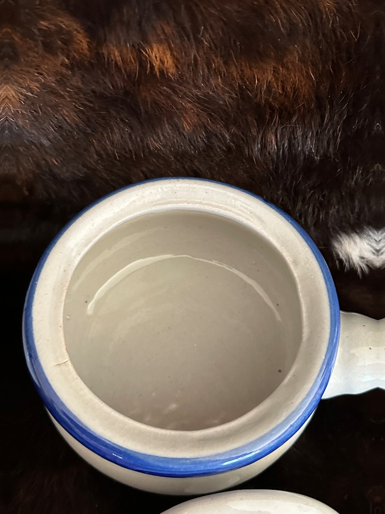 Blue Trim Handled Stoneware Soup Crocs Bowl - Etsy