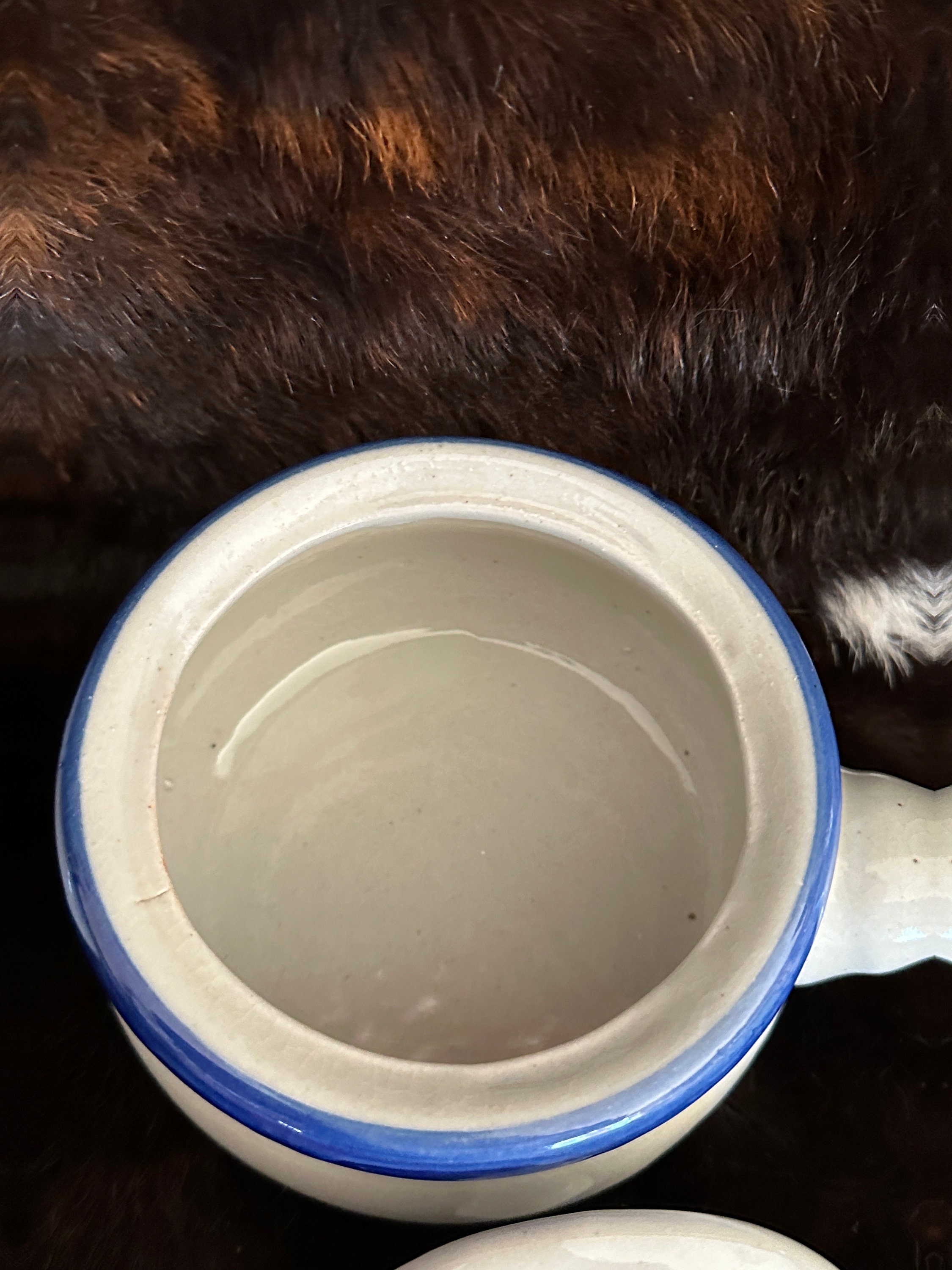 Blue Trim Handled Stoneware Soup Crocs Bowl - Etsy