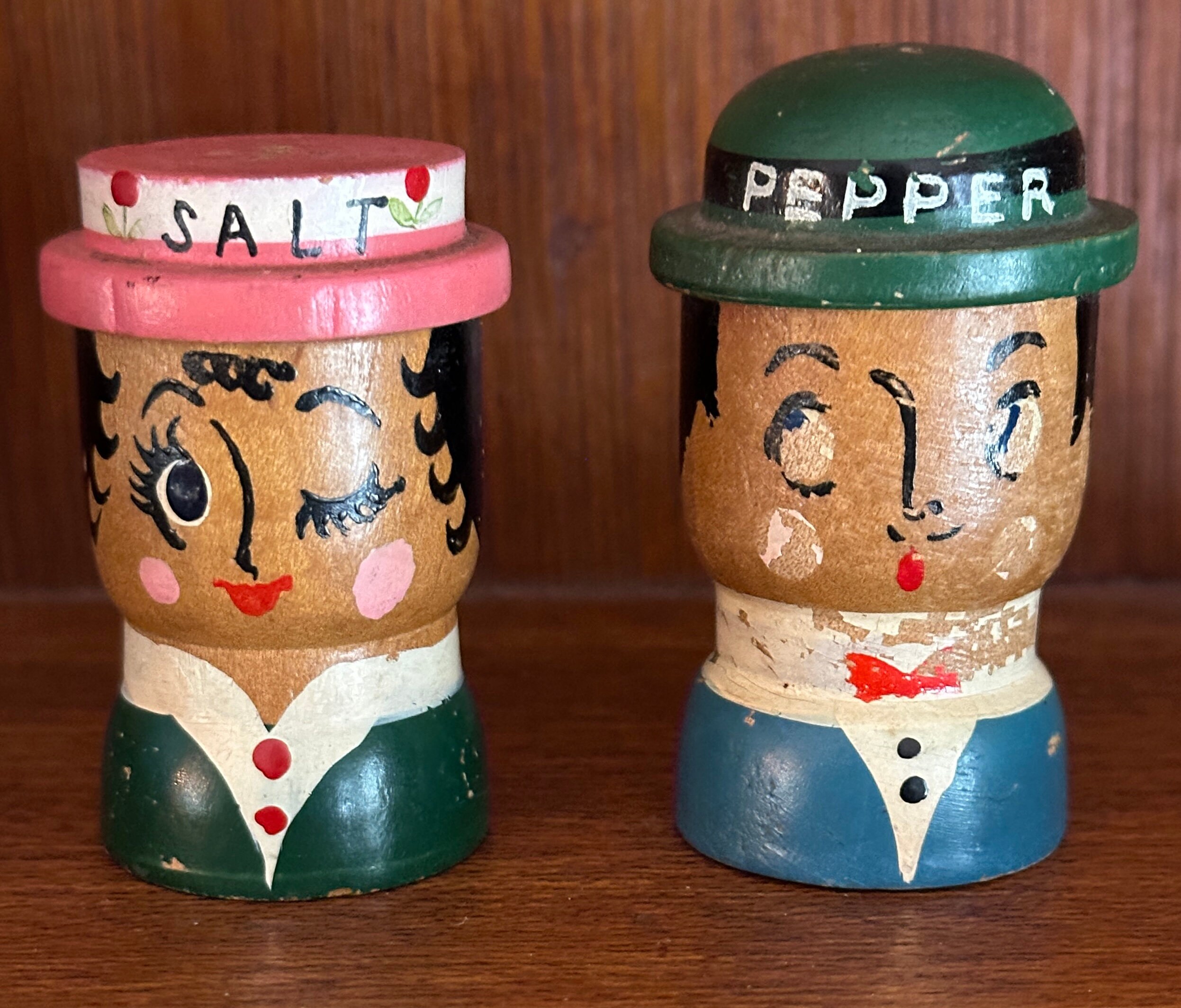 Vintage 1950s Dapper Anthropomorphic Wood Salt and Pepper Shaker - Etsy