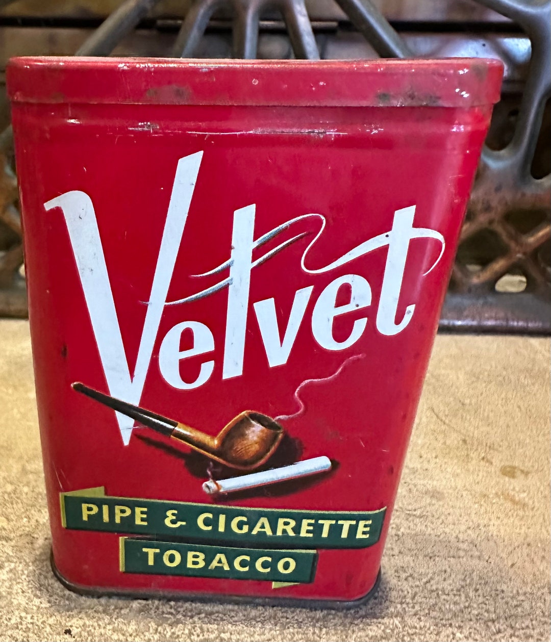 Vintage Velvet Pipe Tobacco Tin - Etsy