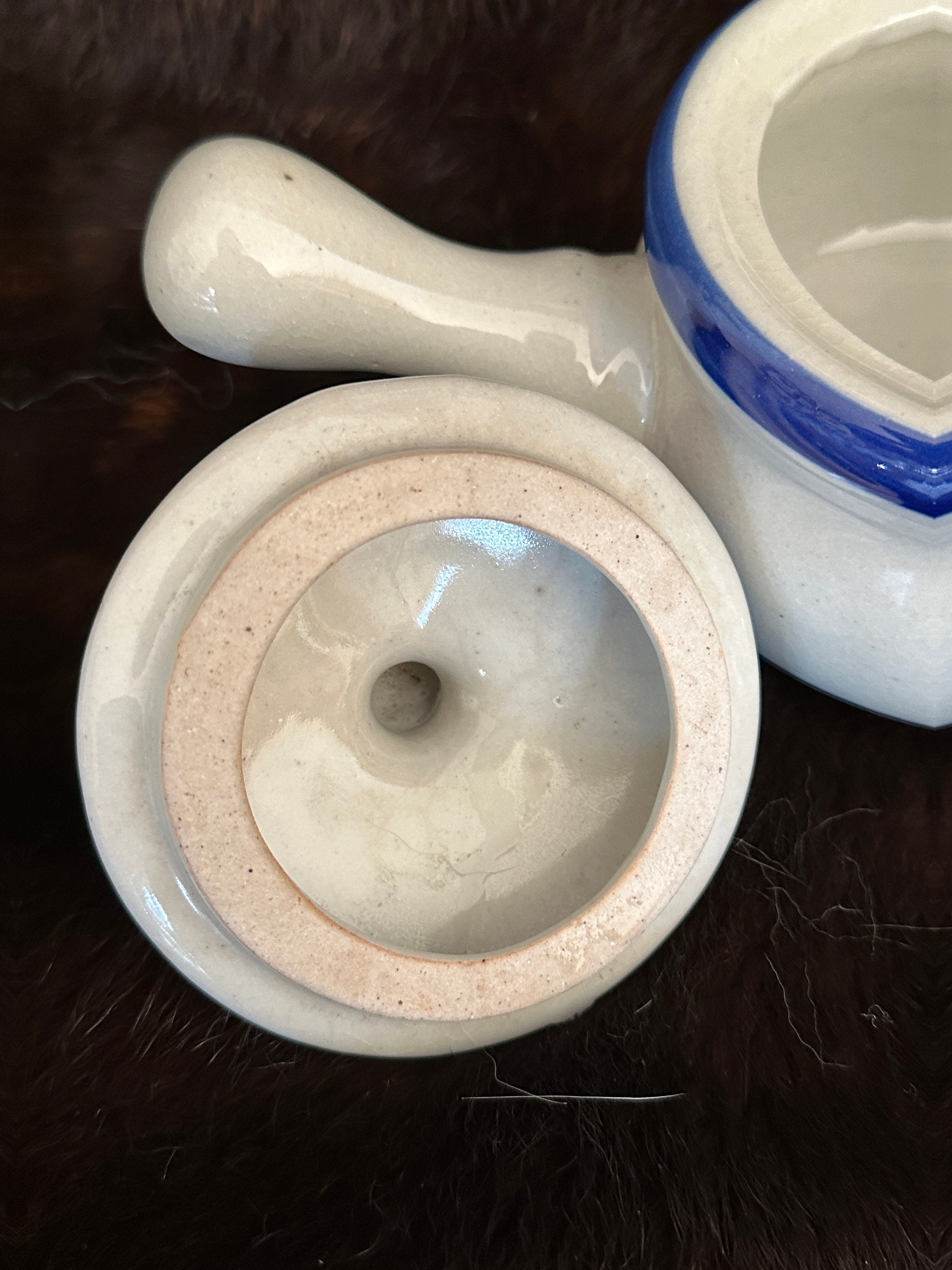 Blue Trim Handled Stoneware Soup Crocs Bowl - Etsy