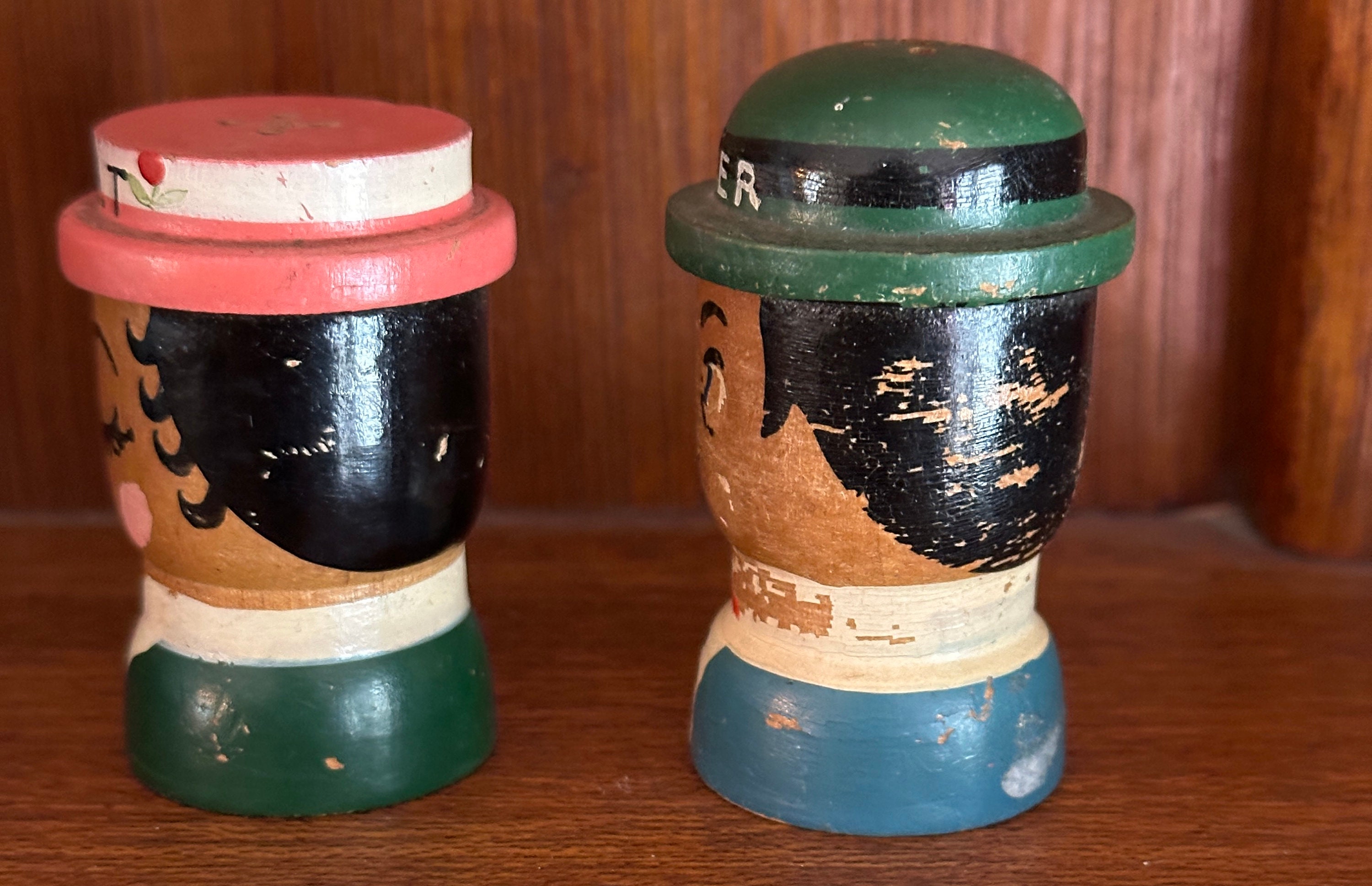 Vintage 1950s Dapper Anthropomorphic Wood Salt and Pepper Shaker - Etsy