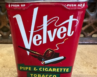 Vintage Velvet Pipe & Cigarette Tobacco Tin,very Worn and Rustic, A ...