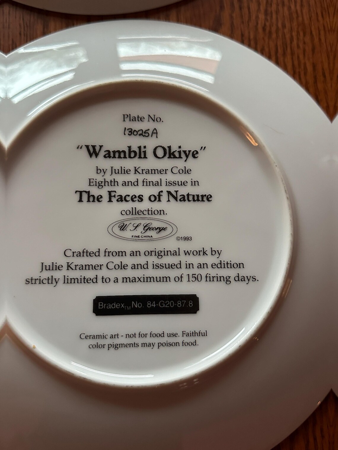 Julie Kramer Cole the Faces of Nature Collection 8 Plates Native ...