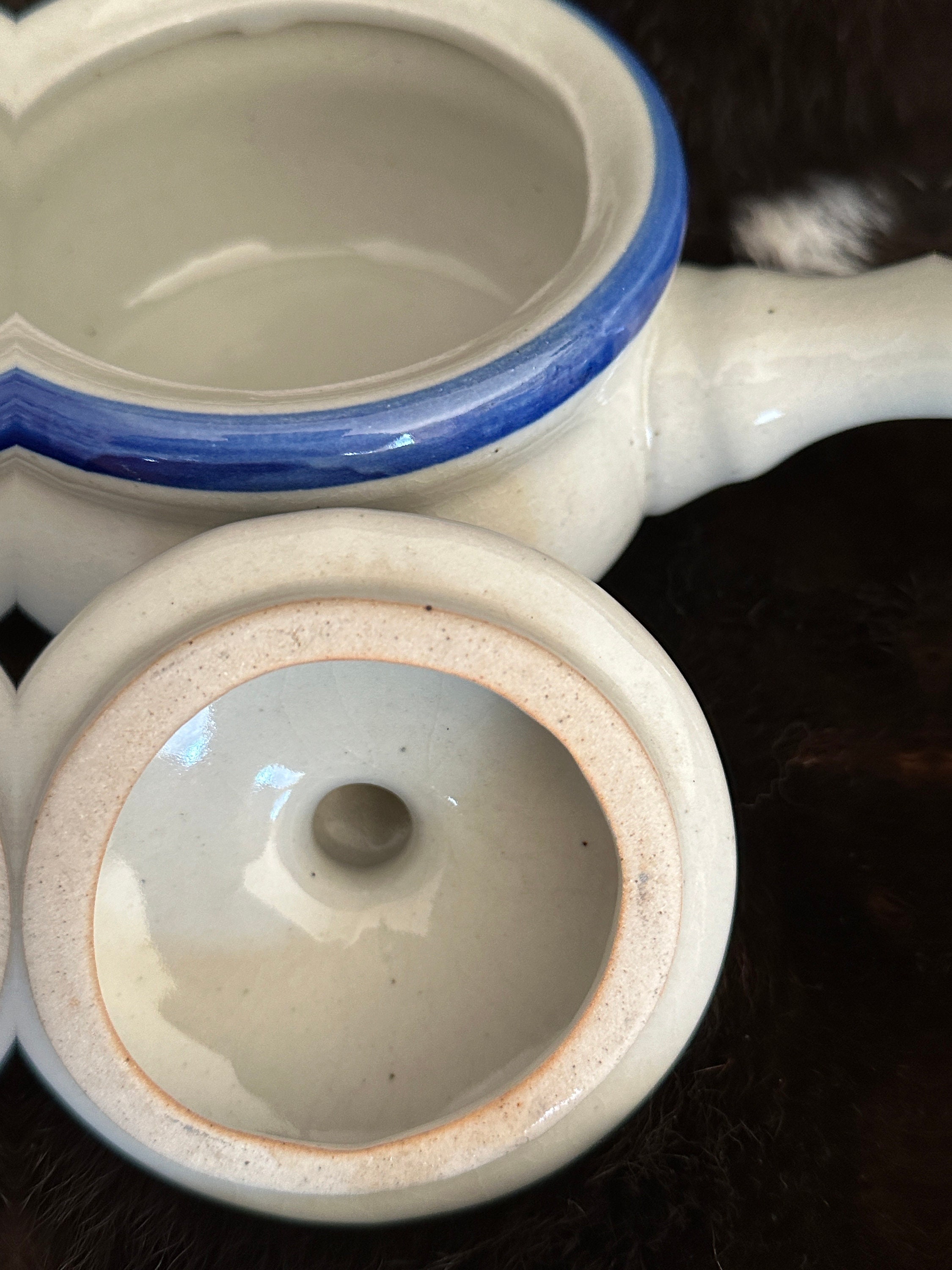 Blue Trim Handled Stoneware Soup Crocs Bowl - Etsy