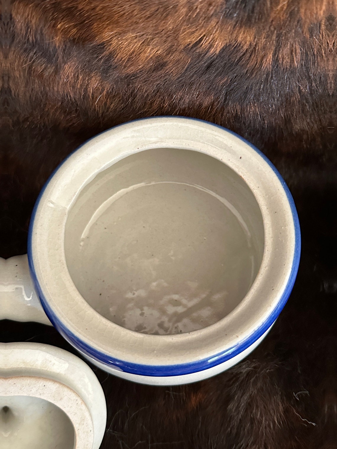 Blue Trim Handled Stoneware Soup Crocs Bowl - Etsy