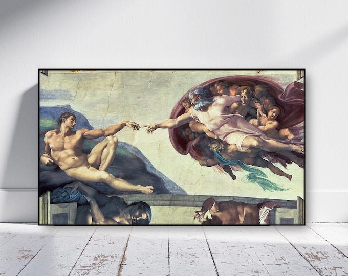 Michelangelo Poster, the Creation of Adam, Hands Touching, Michelangelo ...