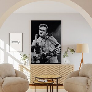Johnny Cash Canvas/poster, Middle Finger Wall Art, Inspirational Print ...