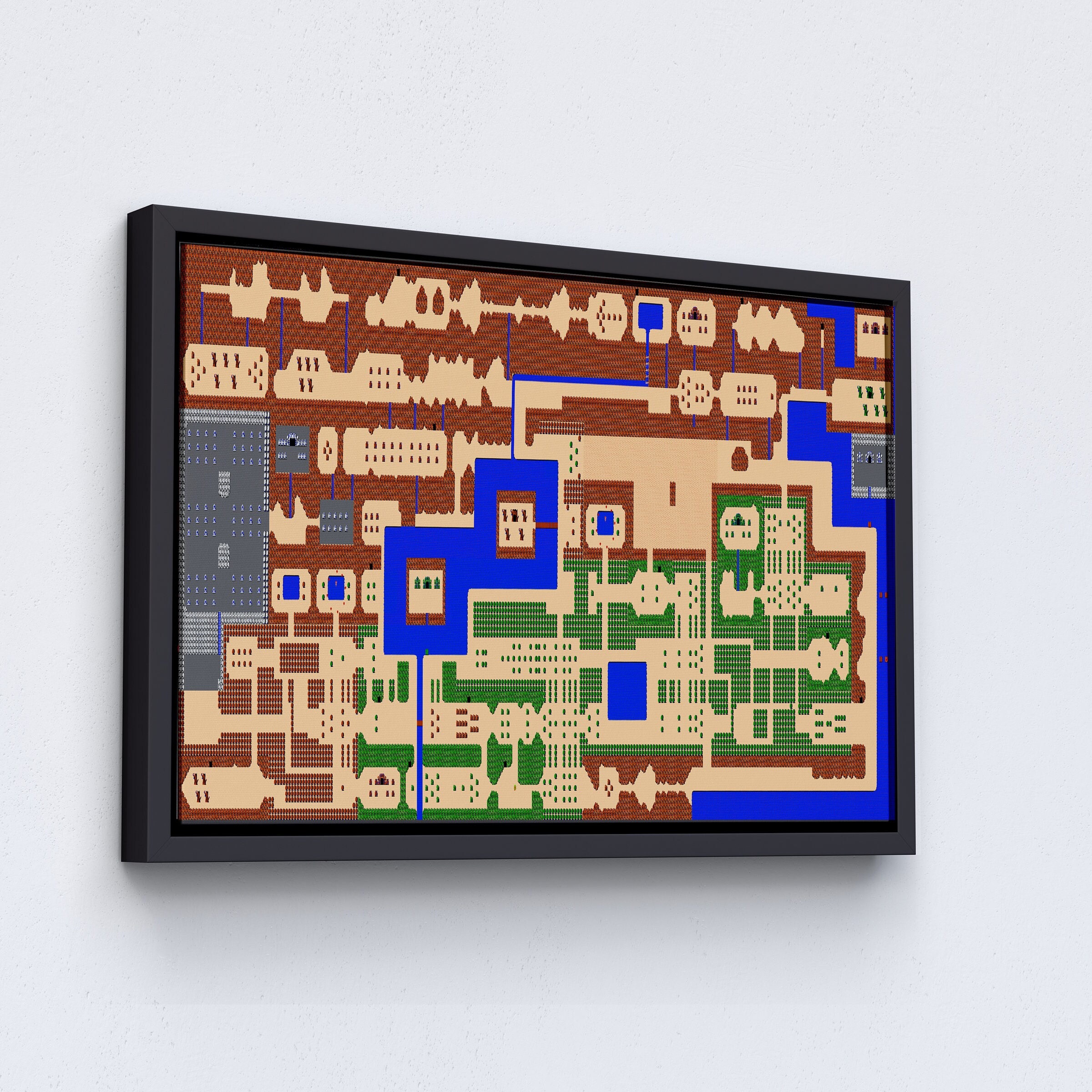 Zelda World Map Wall Art, Video Game Poster, Legend of Zelda Decor, Kid ...