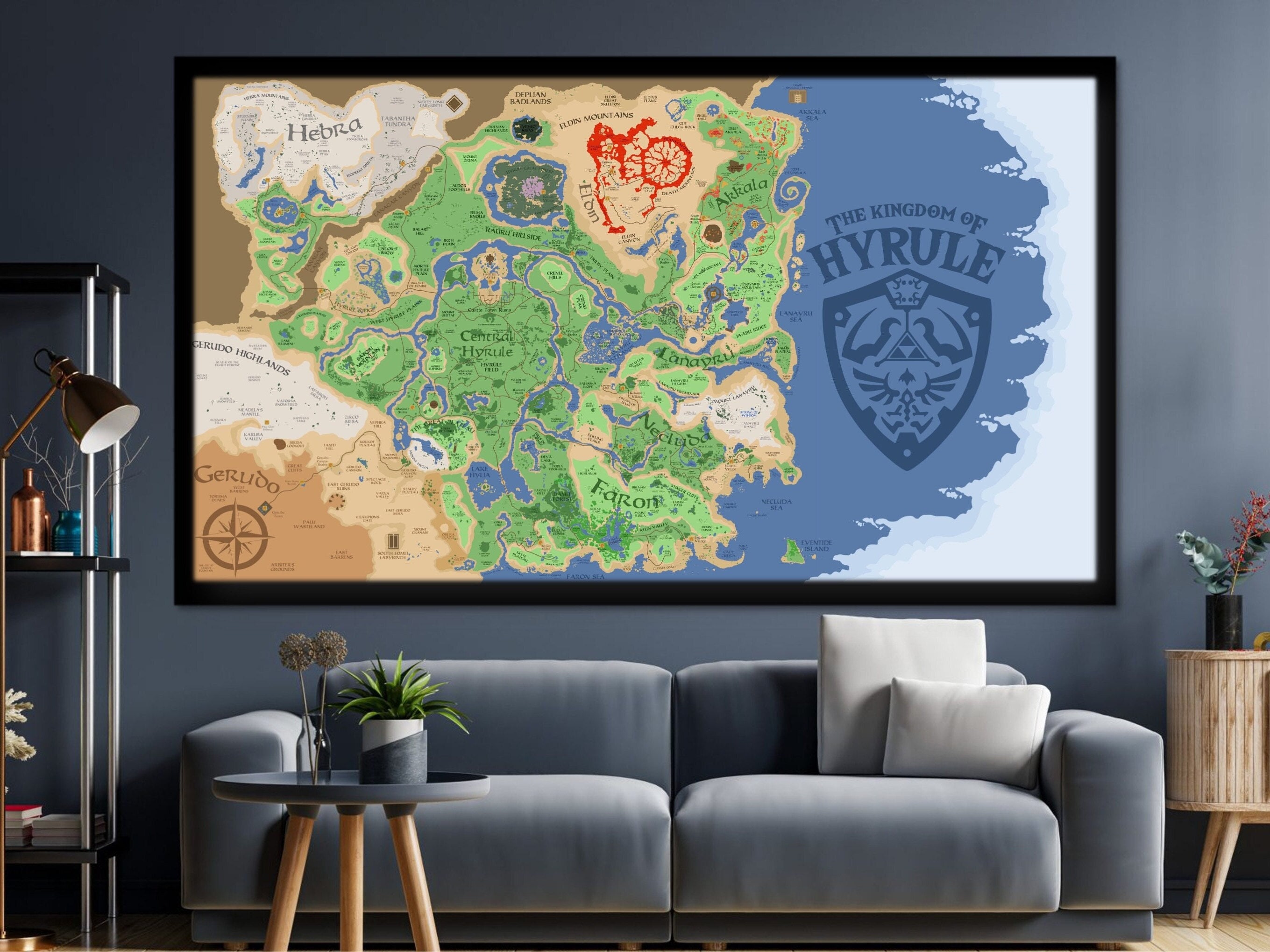 Hyrule Map, Canvas/poster, Legends of Zelda, Map Wall Art, Wall Decor ...