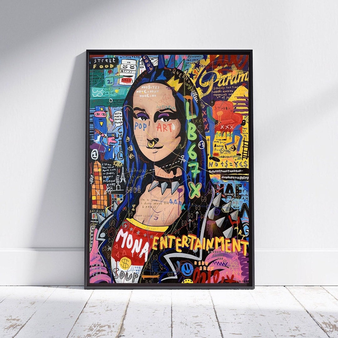Queen Lisa Canvas Art, Mona Lisa - Banksy Style, Famous Portrait Wall ...