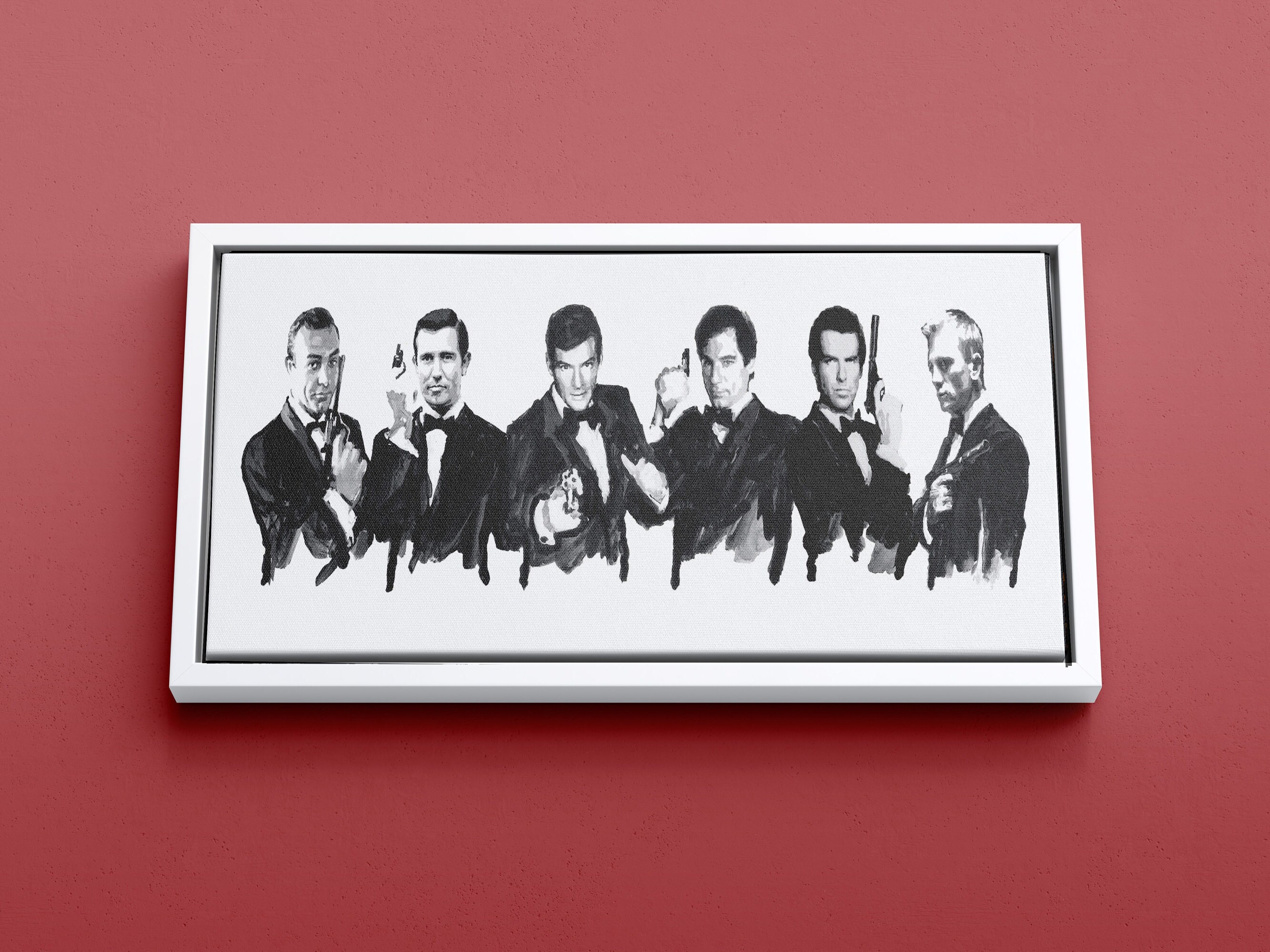 All the Bonds Wall Art, James Bond Poster, Black and White, Movie ...