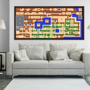Zelda World Map Wall Art, Video Game Poster, Legend of Zelda Decor ...