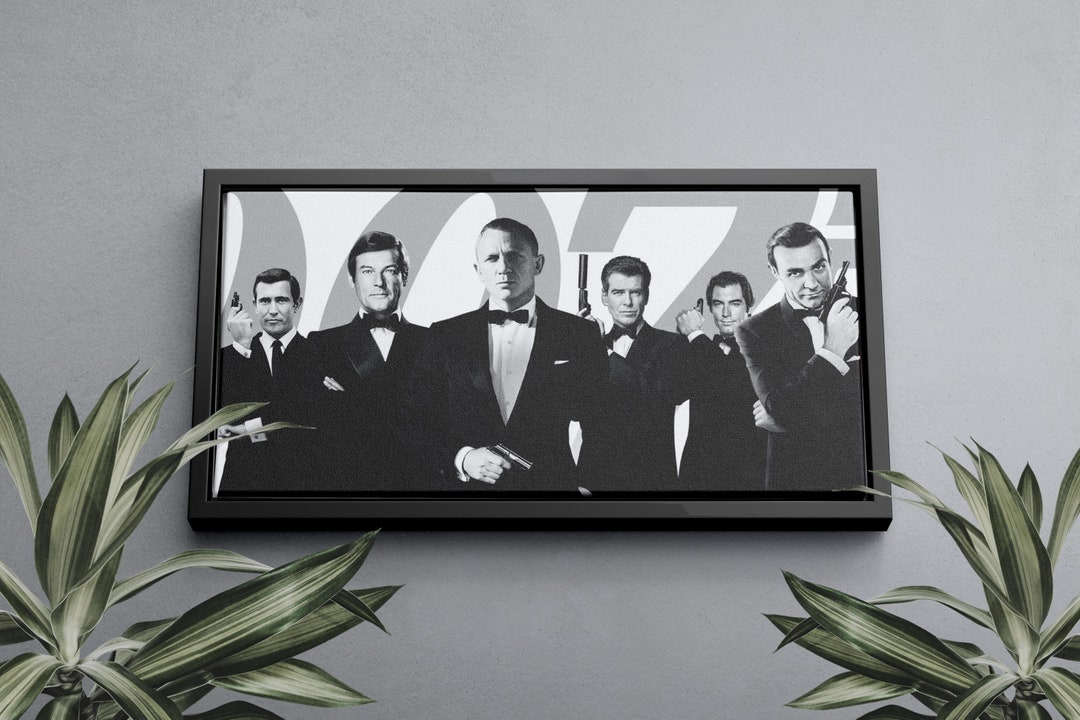 All the Bonds Canvas/poster, James Bond Wall Art, Black and White, Home ...