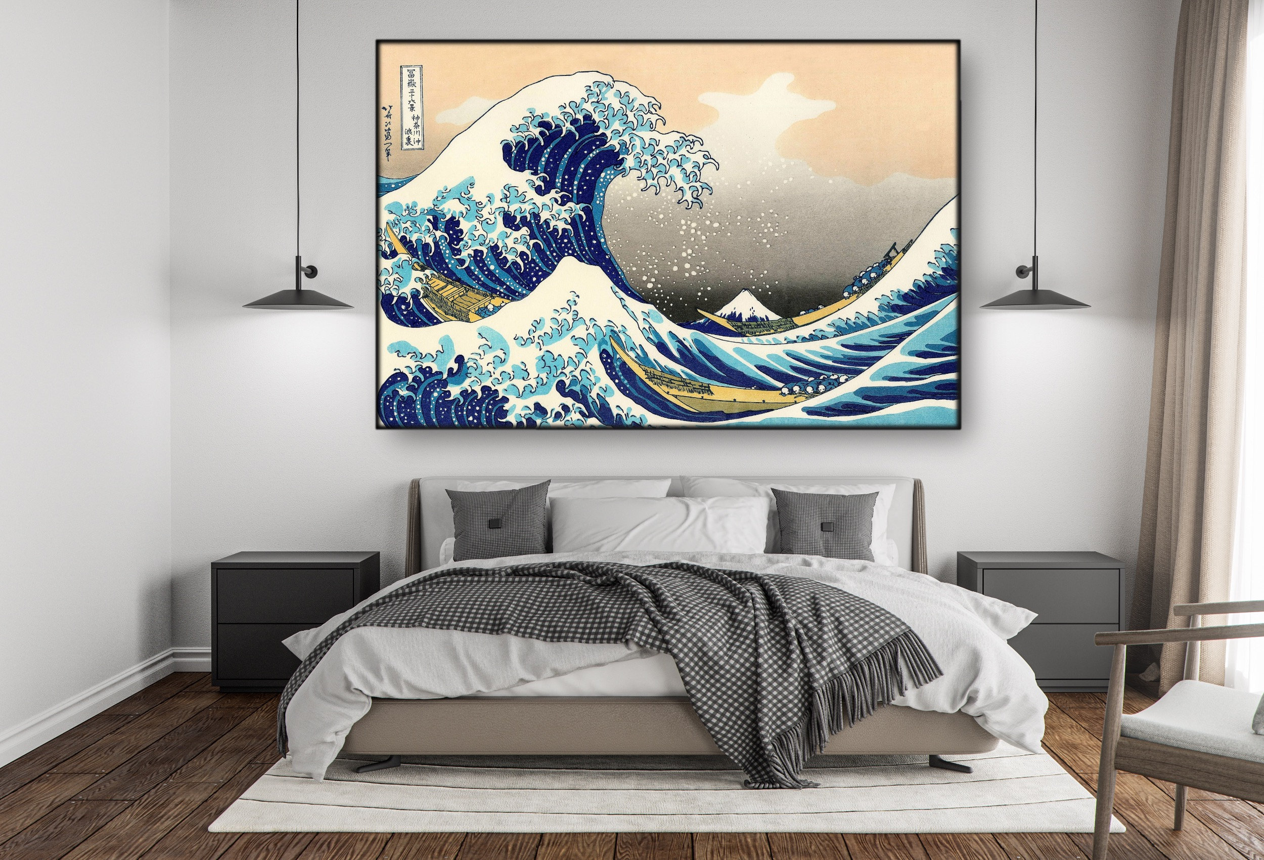 The Great Wave off Kanagawa Hokusai Canvas, Asian Art Reproduction ...