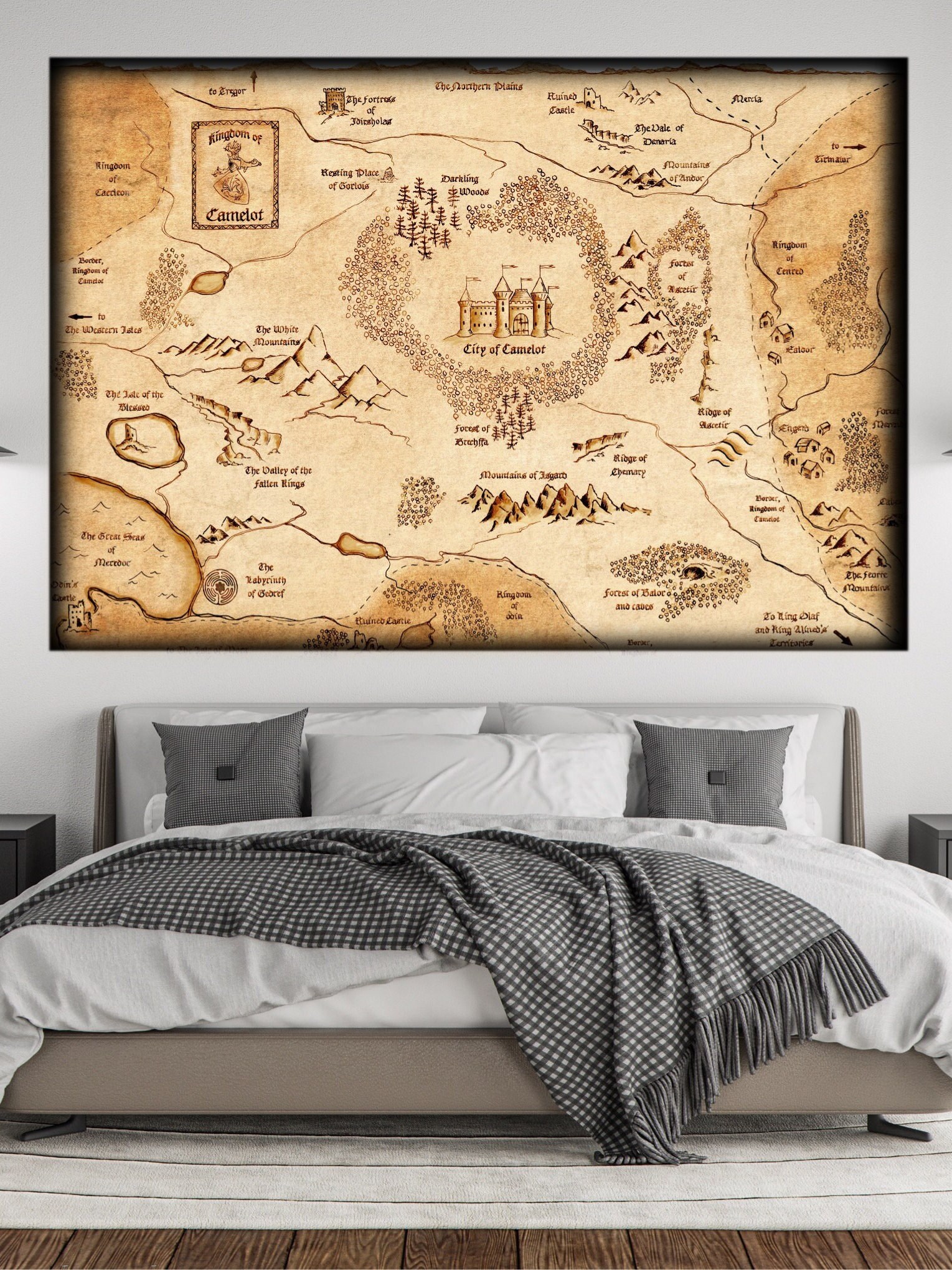 Camelot Vintage Map Canvas/poster, Merlin Wall Decor, Kingdom of ...