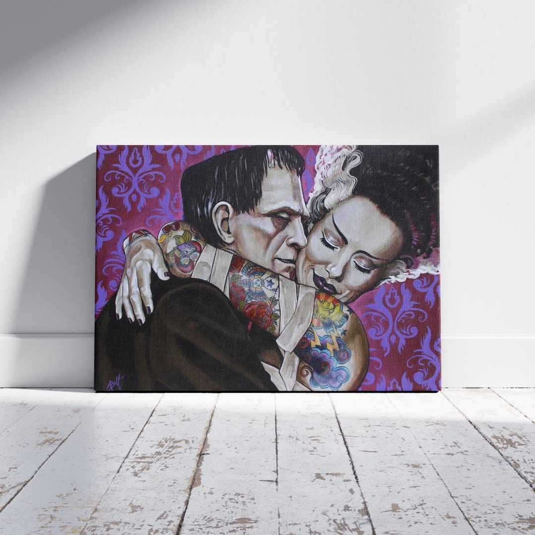 Frankenstein With His Love Canvas Art, Mr. and Mrs. Frankenstein ...