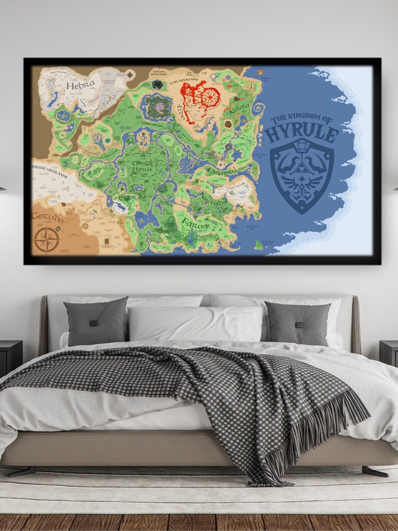 Hyrule Map, Canvas/poster, Legends of Zelda, Map Wall Art, Wall Decor ...