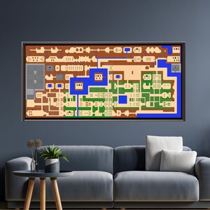 Zelda World Map Wall Art, Video Game Poster, Legend of Zelda Decor ...
