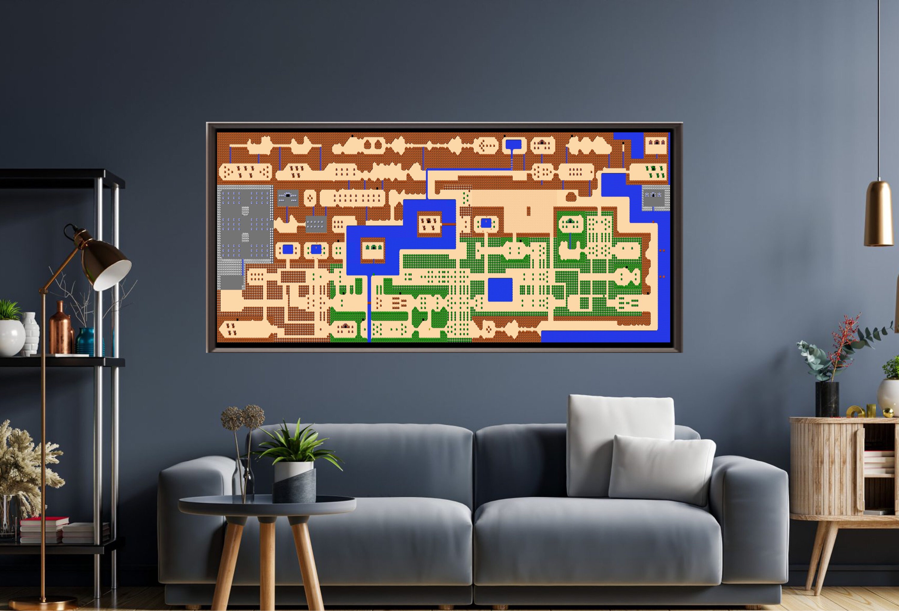 Zelda World Map Wall Art, Video Game Poster, Legend of Zelda Decor, Kid ...