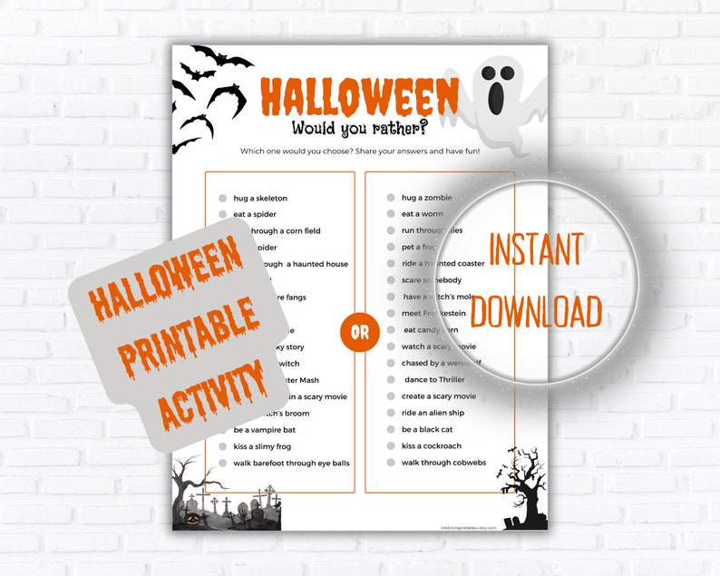 Halloween Would You Rather Game Printable Halloween Party Game ...