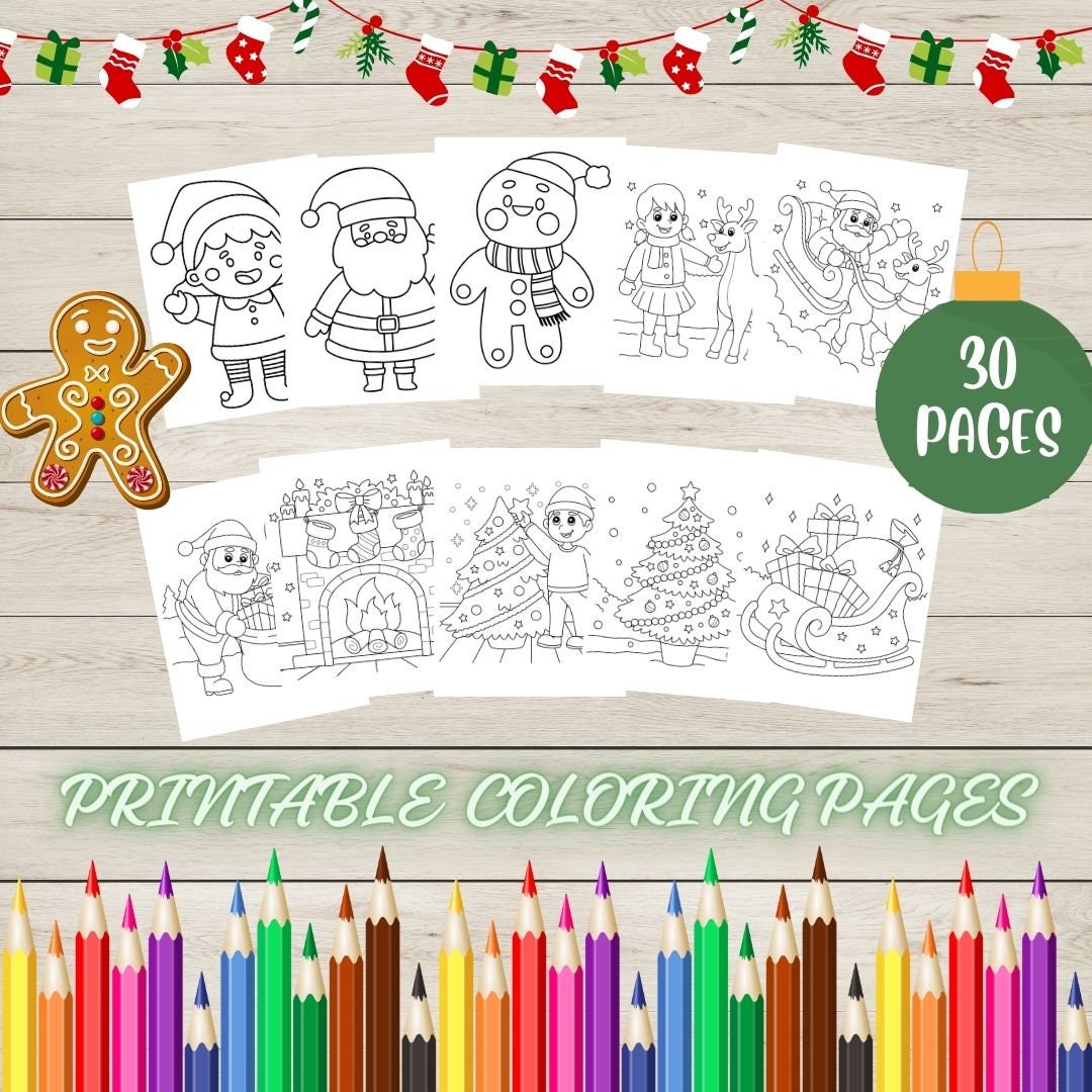 Kids Christmas Coloring Pages 30 Printable Christmas Coloring Pages ...