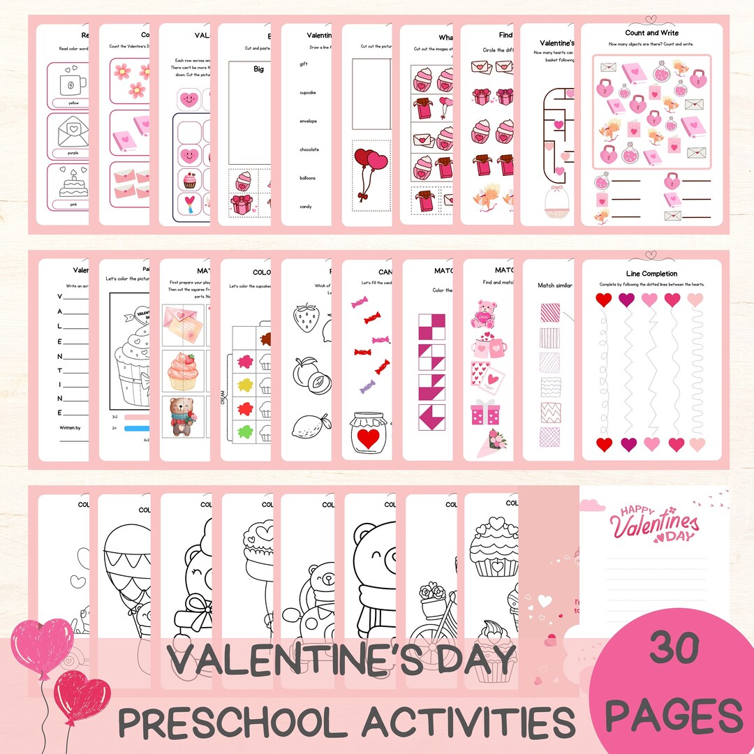 Printable Valentine's Day Preschool Activities, Printable Activitiy for ...