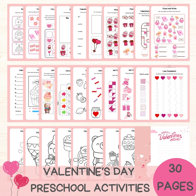 Printable Valentine's Day Preschool Activities, Printable Activitiy for ...