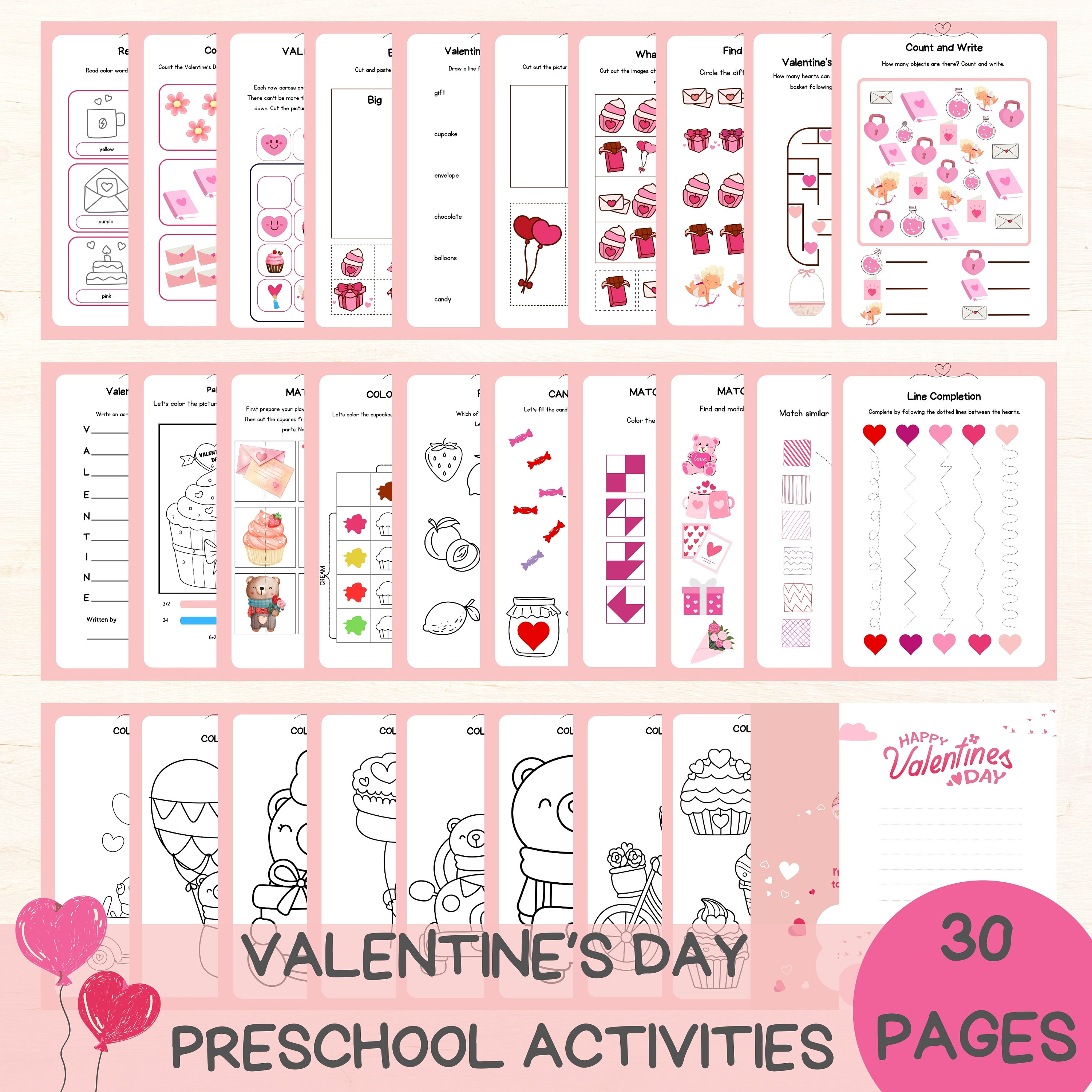Printable Valentine's Day Preschool Activities, Printable Activitiy for ...
